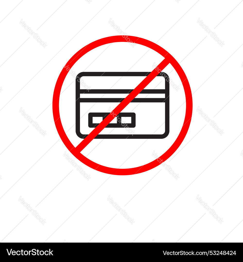 Credit card with prohibition sign no debit Vector Image
