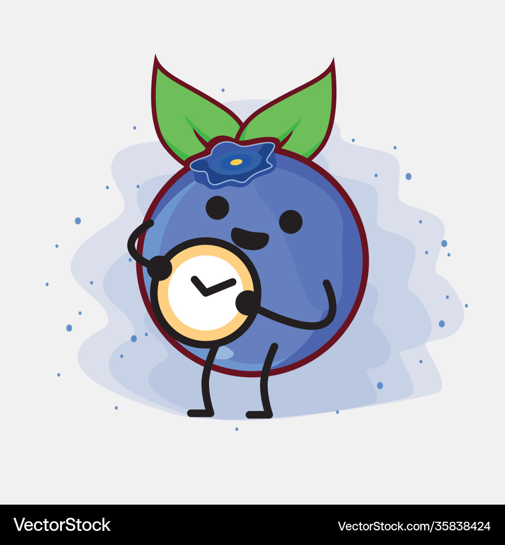 Cute Blueberry Character Illustration Royalty Free Vector