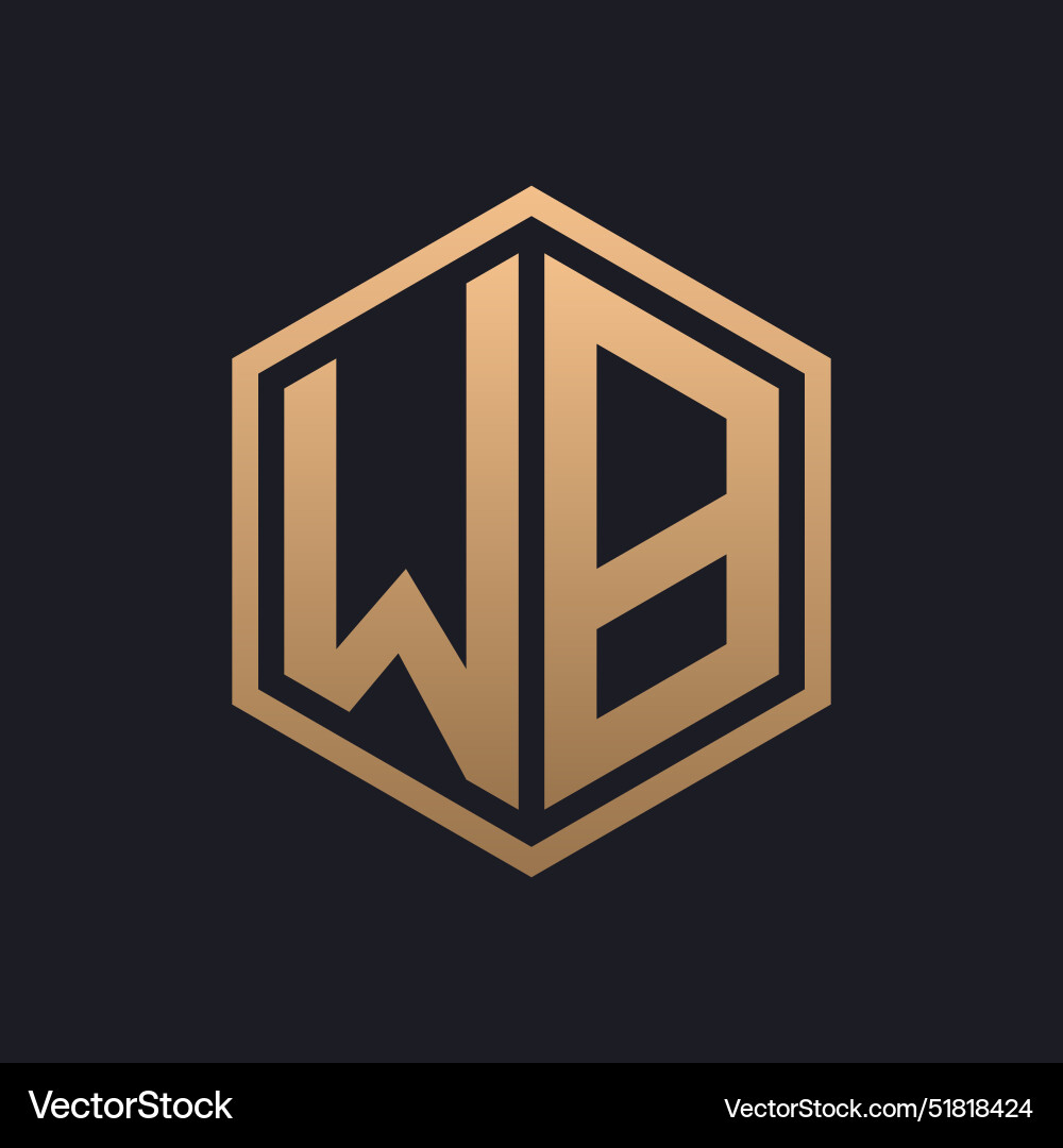 Elegant hexagon letter wb logo design initial Vector Image