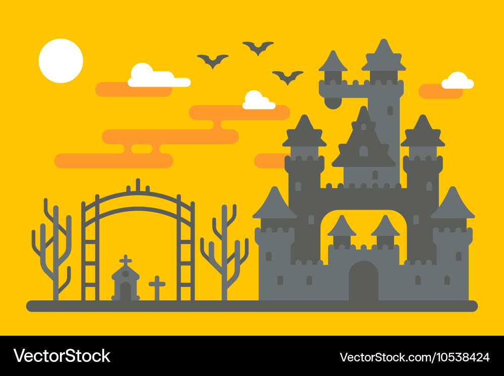 Flat design creepy castle Royalty Free Vector Image