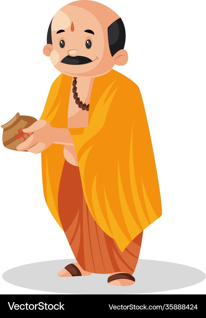 Indian pandit cartoon Royalty Free Vector Image