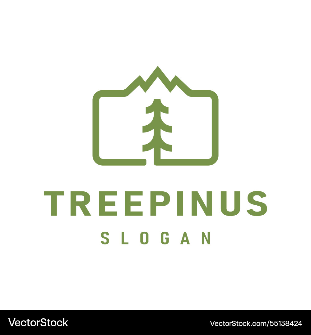 Mountain and pine tree elements with simple Vector Image