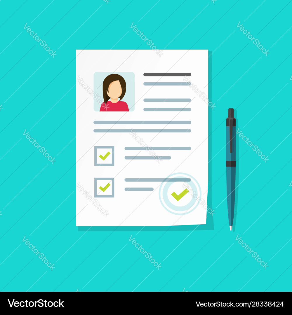 Profile paper document with personal data Vector Image