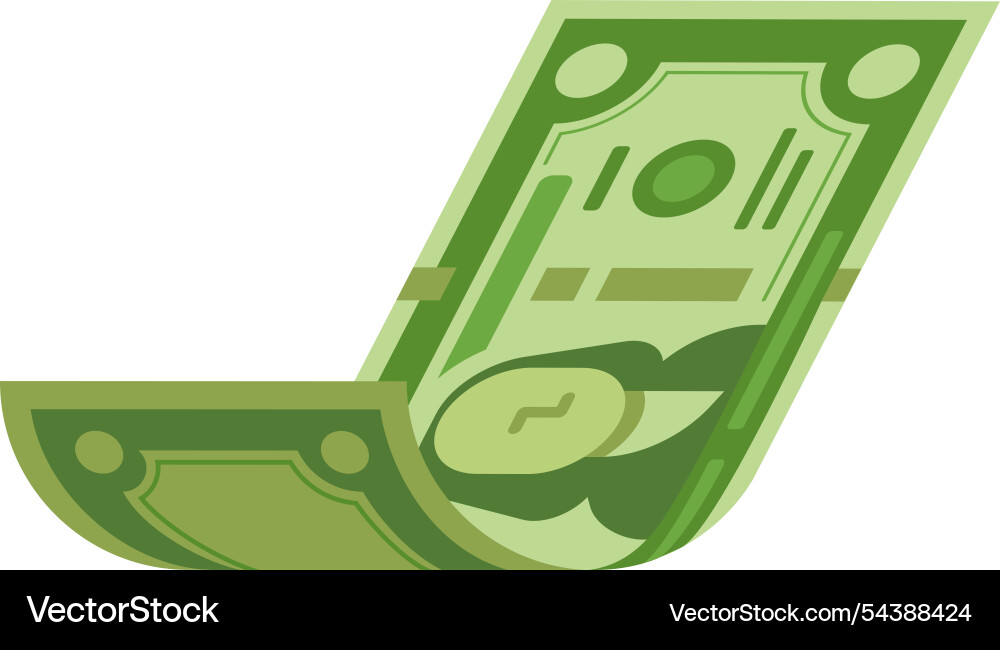 Stylized green banknote is falling through the air