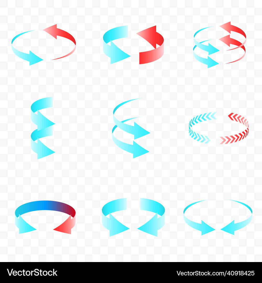 3d rotating red blue arrows showing heat and cold Vector Image