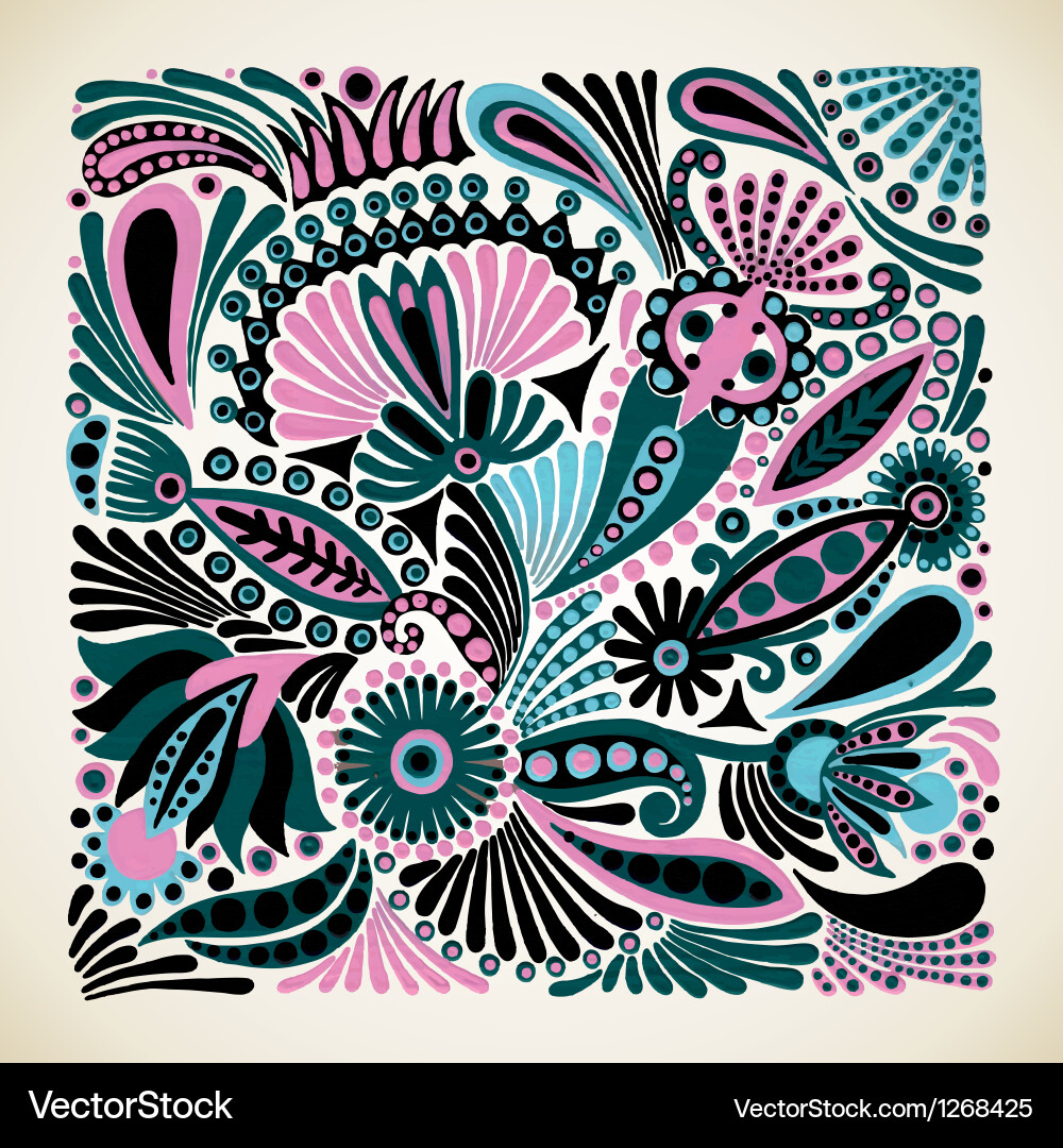 Acrylic painting flower ethnic design Royalty Free Vector