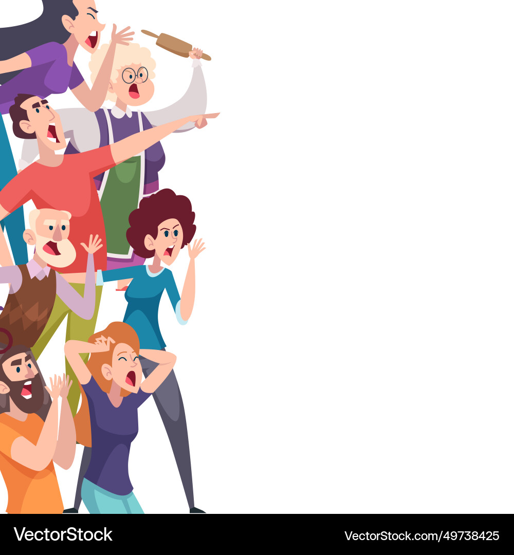 Aggressive people screaming characters Royalty Free Vector