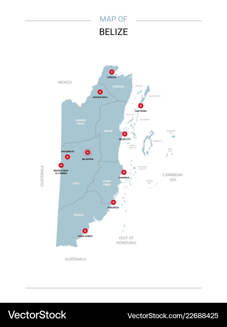Belize map with red pin Royalty Free Vector Image