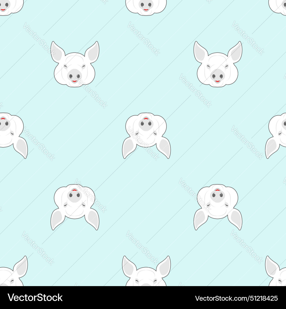 Butcher shop pattern seamless pig head background Vector Image