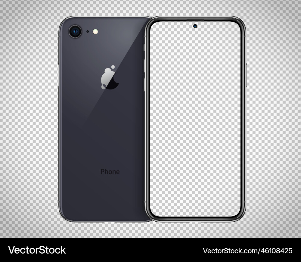 Cellphone template design set with back view Vector Image