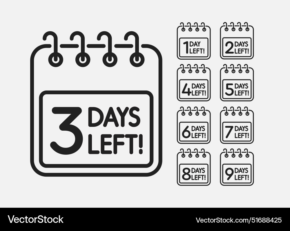 Countdown daily page calendar icon - 3 day left Vector Image