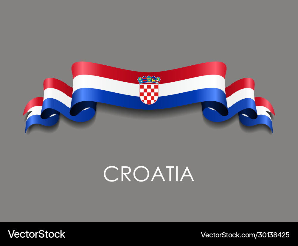 Croatian flag wavy ribbon background Royalty Free Vector