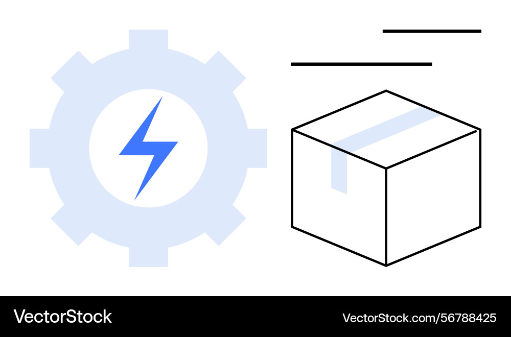 Getriebe mit Blitz und Versandbox Lizenzfreies Vektorbild