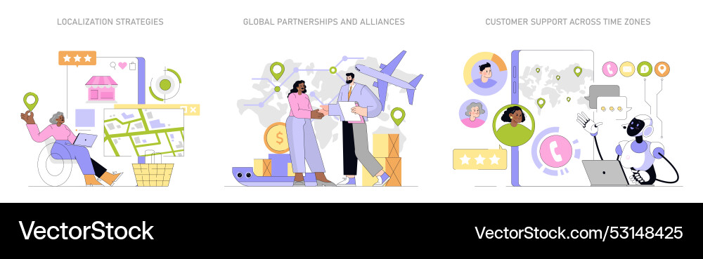 Global market expansion flat Royalty Free Vector Image