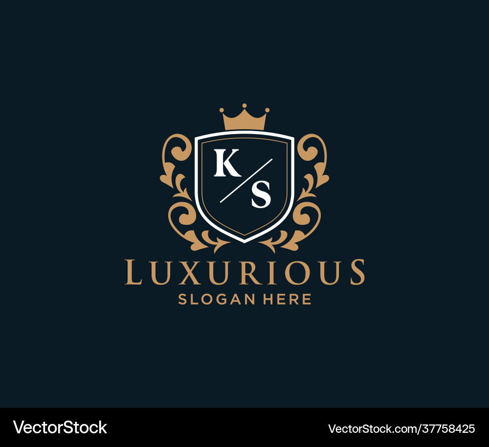 Initial ks letter royal luxury logo template Vector Image