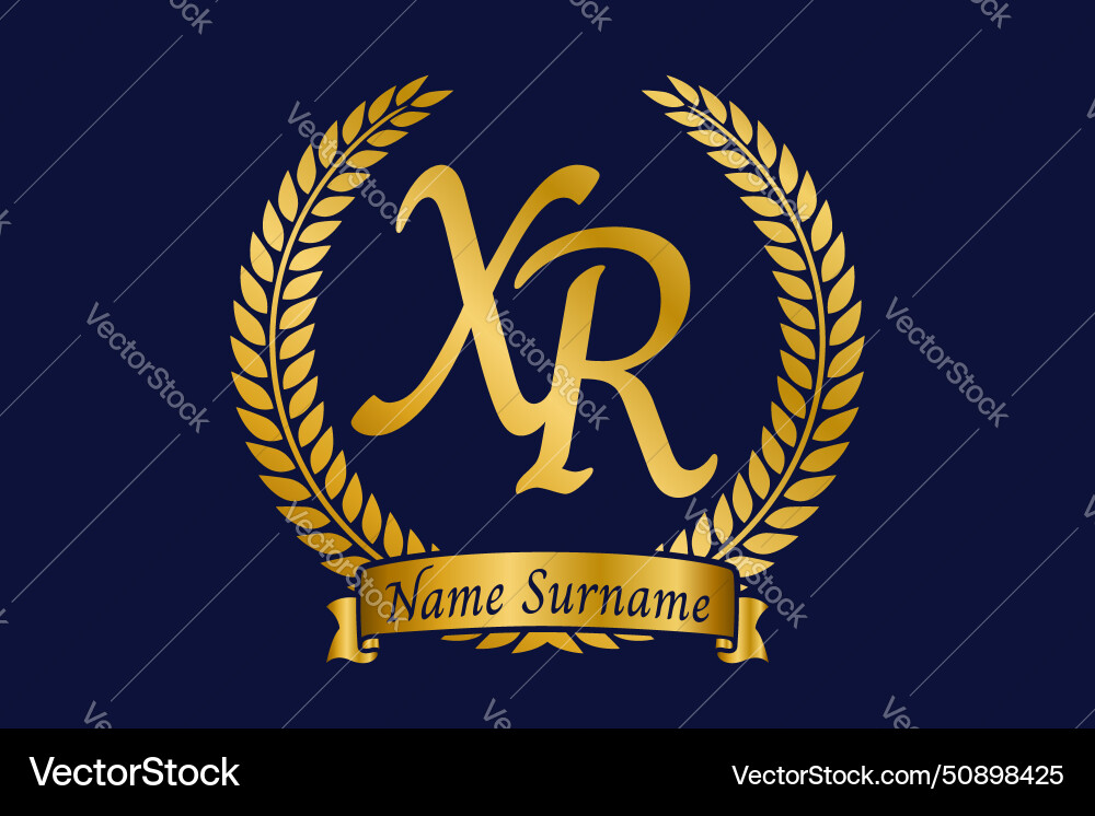 Initial letter x and r xr monogram logo design Vector Image