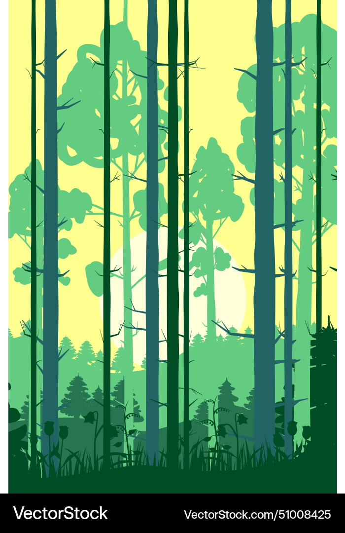 Spring forest landscape green foliage april may Vector Image