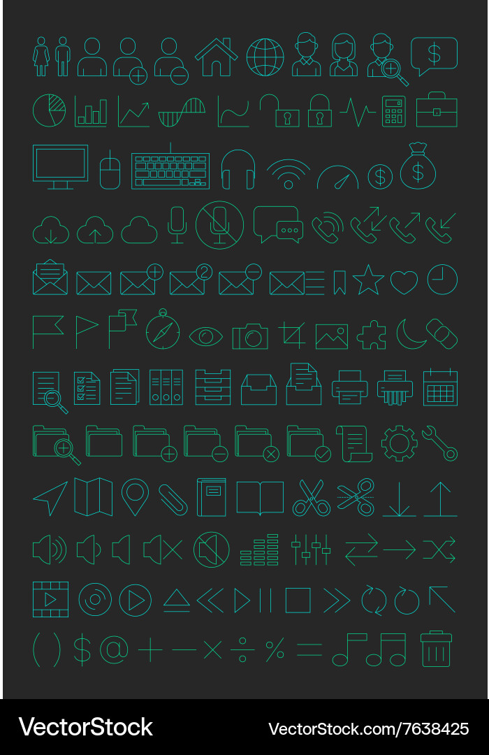 Thin Line Web Icons - Home & Business Vector Image