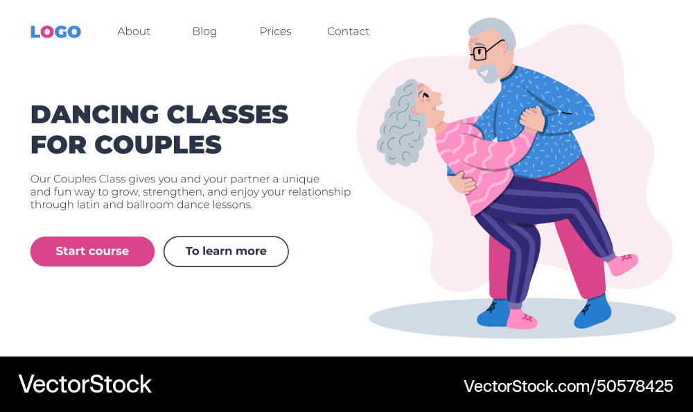 Web page design template for dancing courses Vector Image
