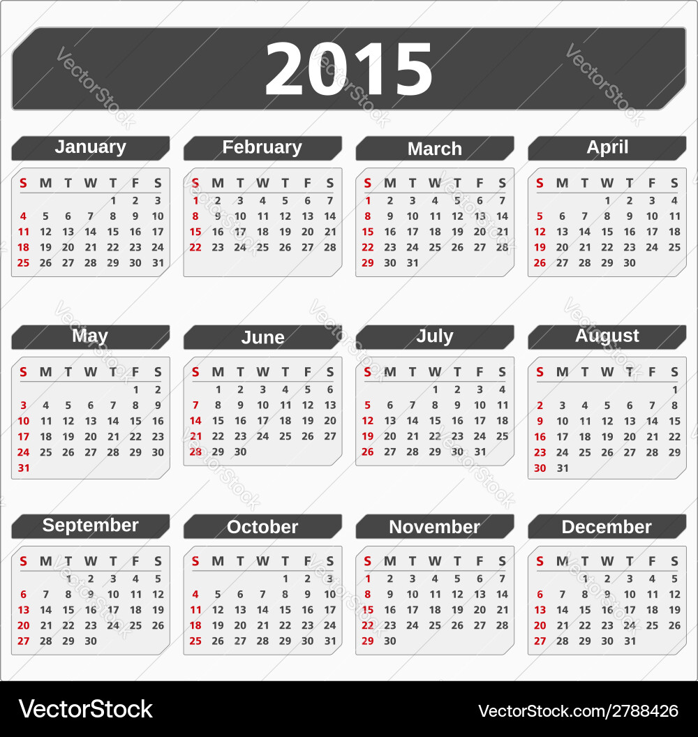 2015 calendar Royalty Free Vector Image - VectorStock
