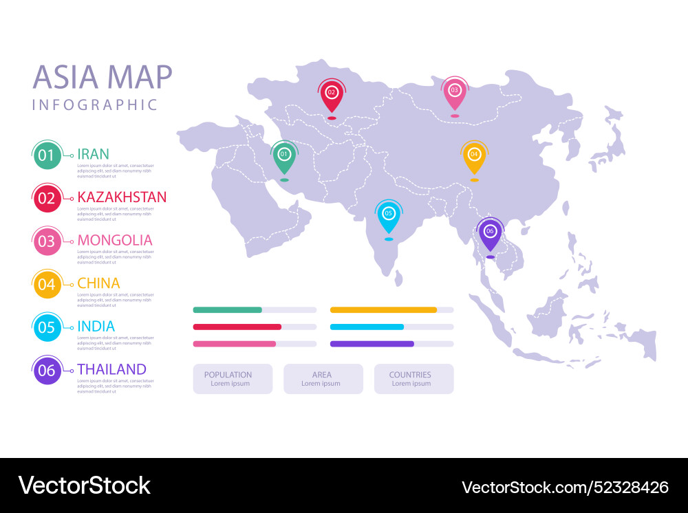 Hand-drawn asia map infograph Royalty Free Vector Image