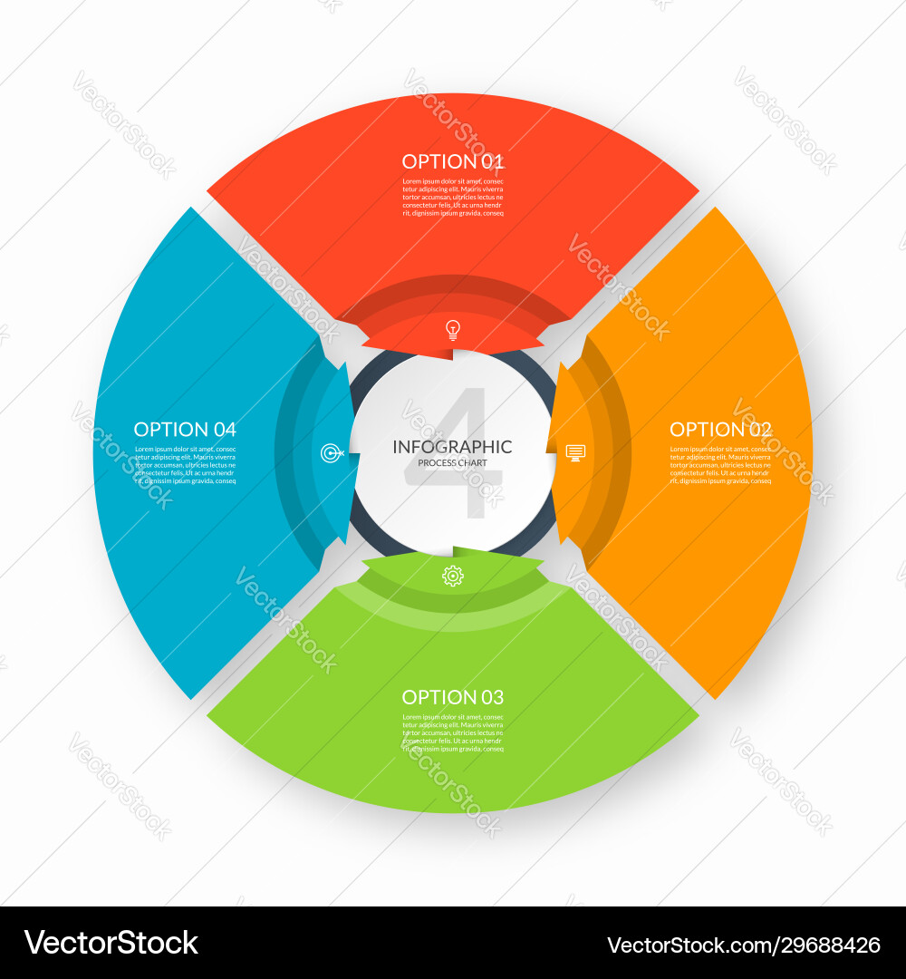 Infographic process chart with 4 arrows Royalty Free Vector