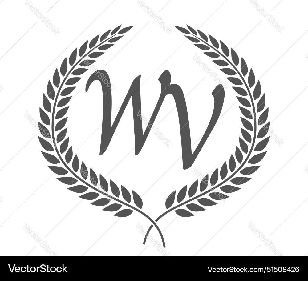 Initial letter w and v wv monogram logo design Vector Image