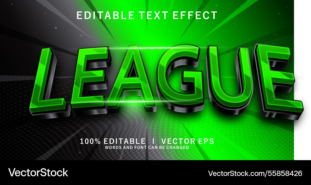 League 3d text effect with modern style design Vector Image