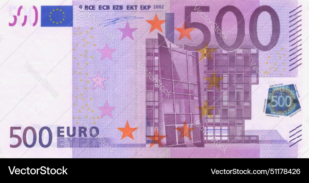 Obverse high polygonal pixel mosaic banknote 500 Vector Image