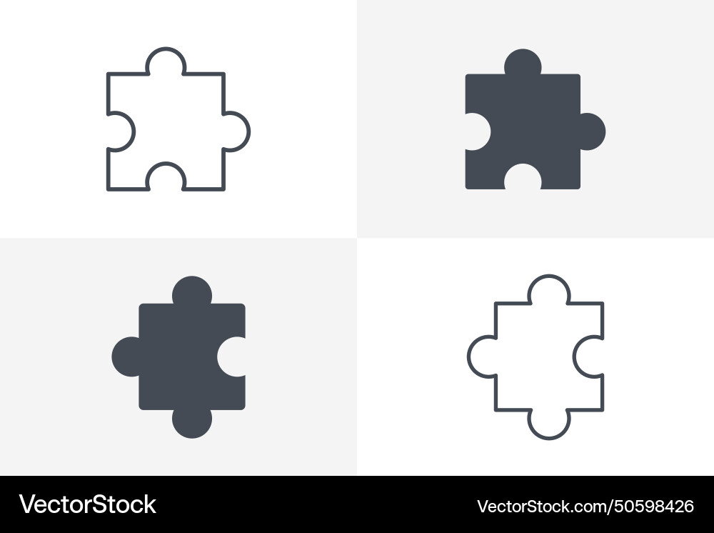Piece puzzle icon set bundle isolated Royalty Free Vector