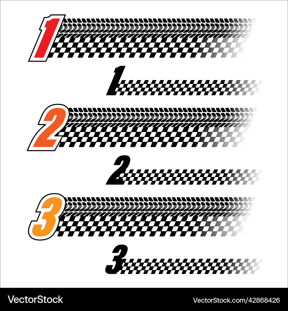 Sport flags color silhouettes numbers Royalty Free Vector