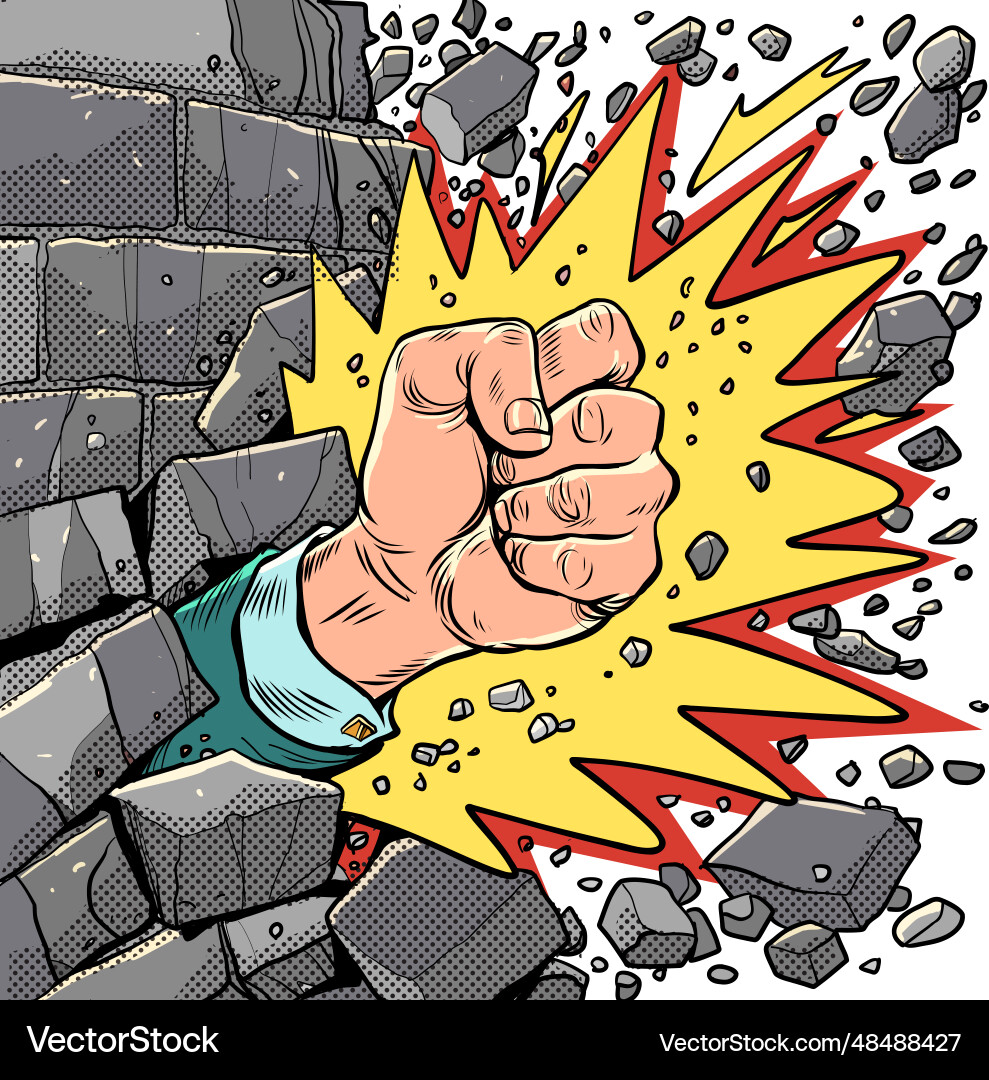 Break through barriers strength of mind a man Vector Image