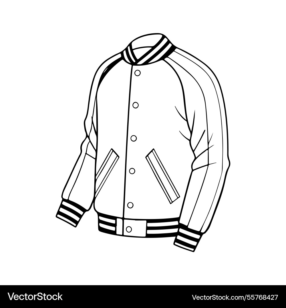 Classic varsity jacket line art Royalty Free Vector Image