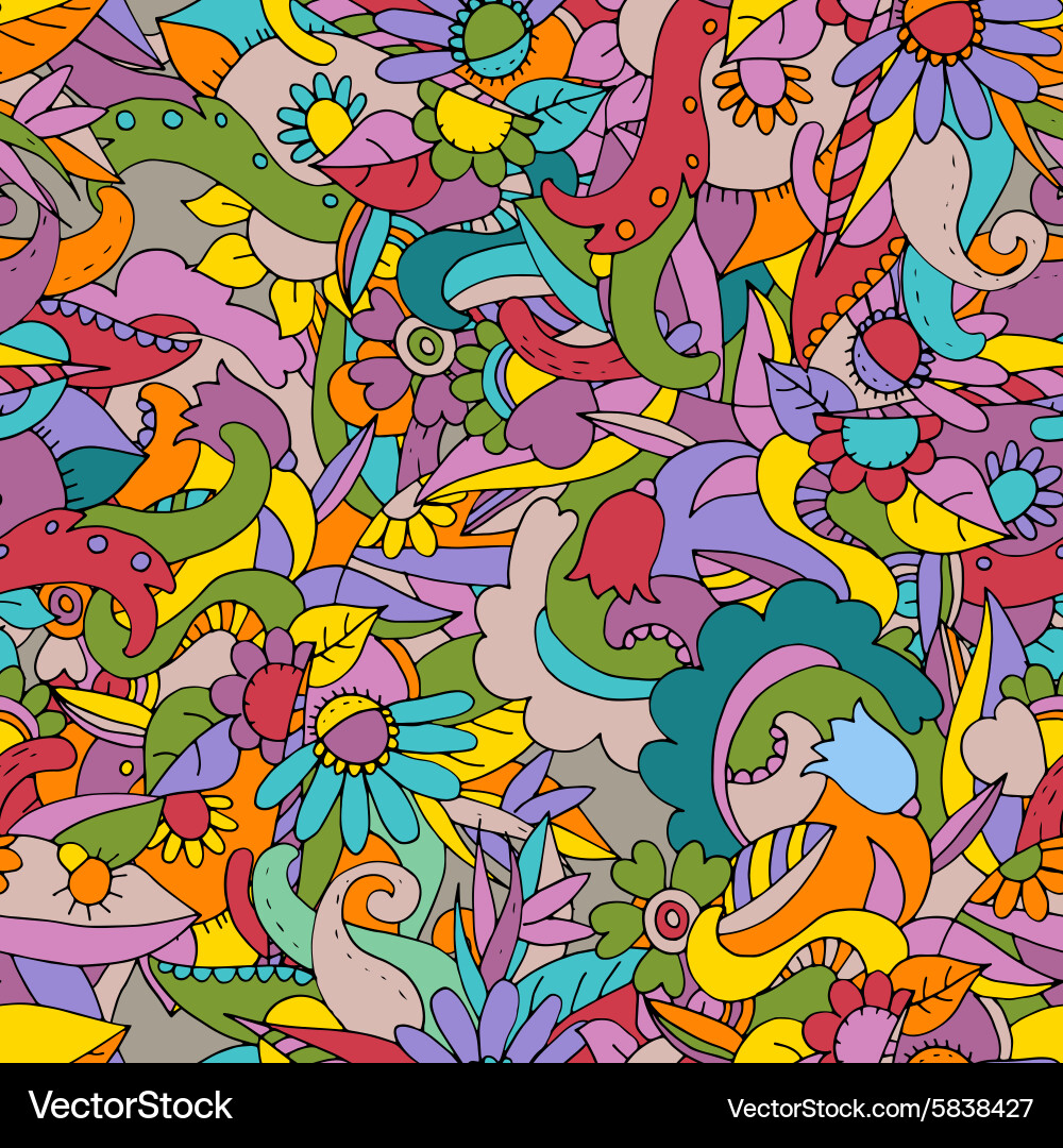 Doodle funny seamless pattern Royalty Free Vector Image