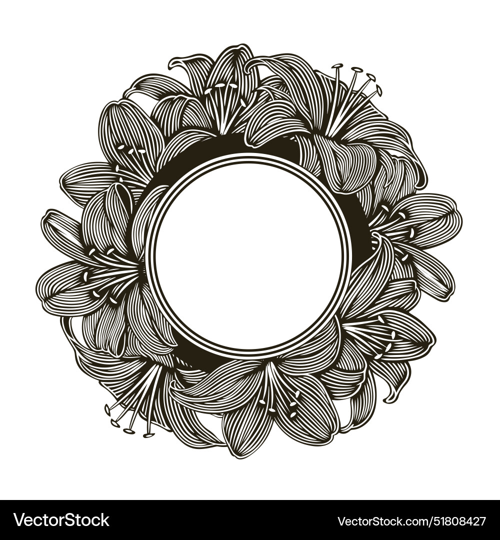 Lilly flower frame line art Royalty Free Vector Image