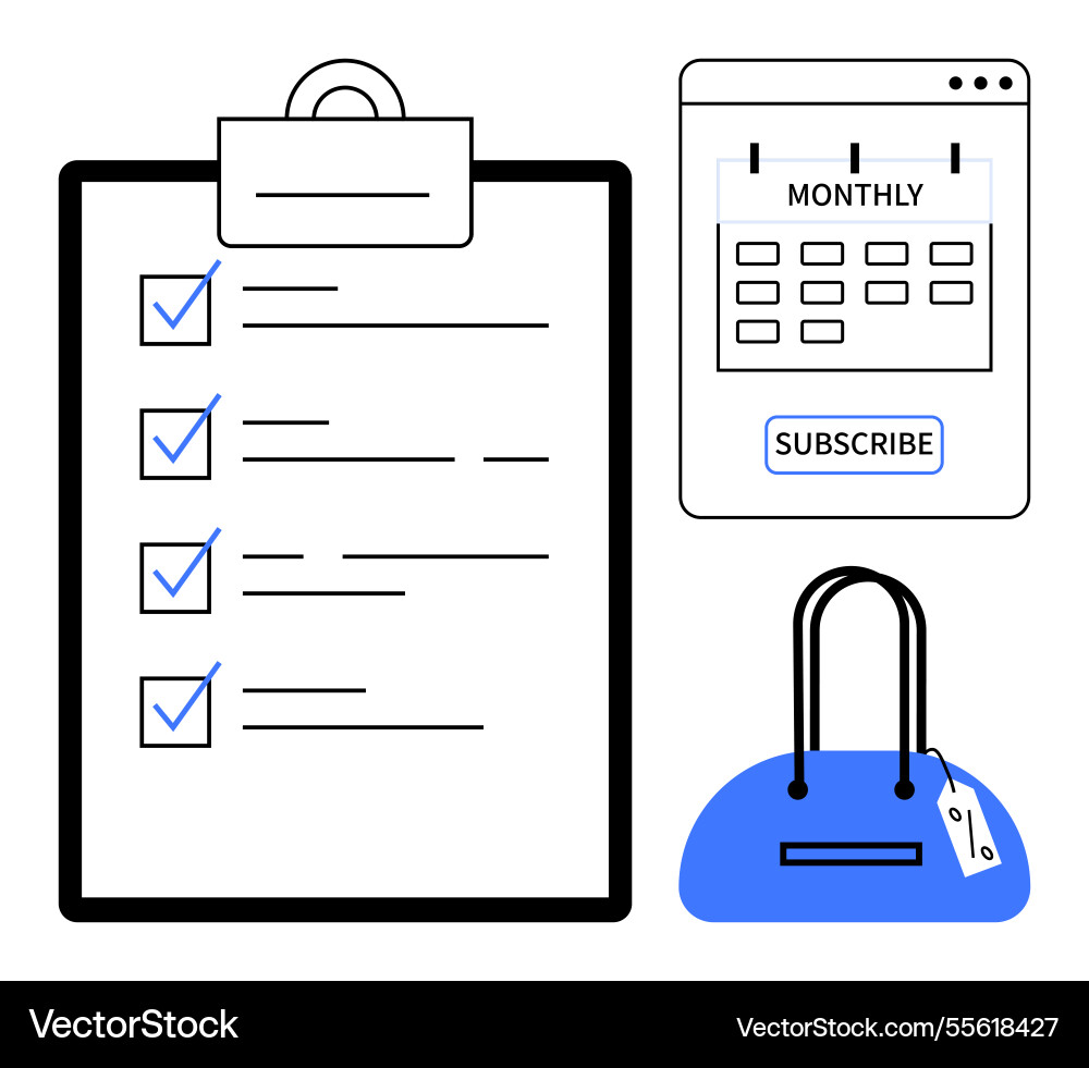 Monthly subscription concept with checklist Vector Image