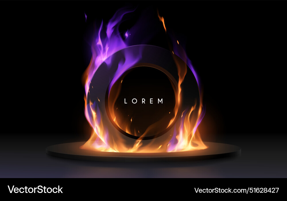 Ring in color flames on black background Vector Image