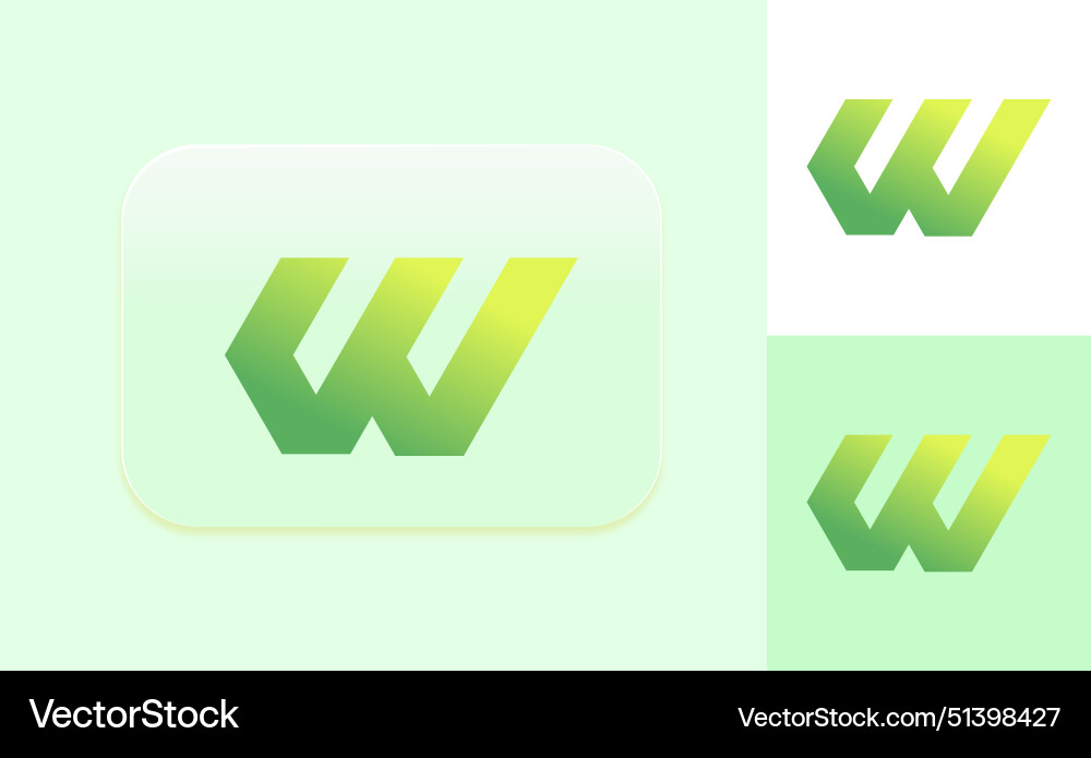W letter logo design green color Royalty Free Vector Image