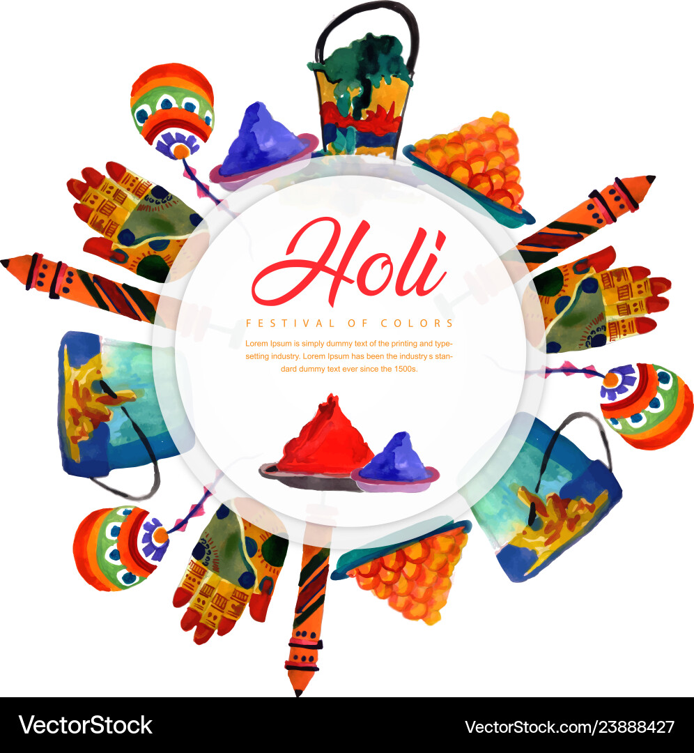 Watercolor holi frame background Royalty Free Vector Image