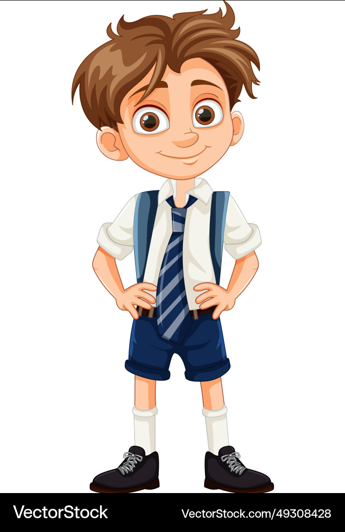 Adorable cartoon boy wearing a uniform Royalty Free Vector