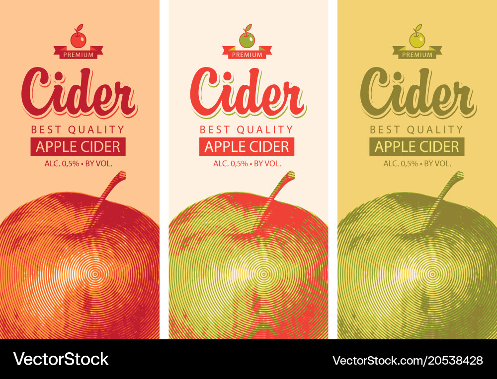 Cider labels with apple and inscription Royalty Free Vector