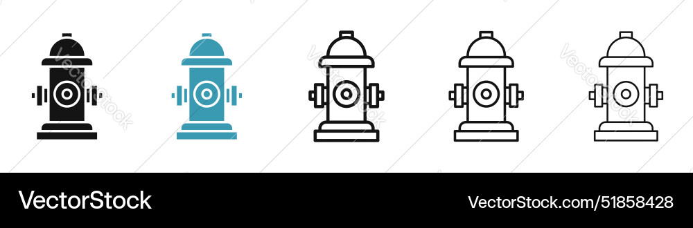 Fire hydrant icon set in black and blue colors Vector Image