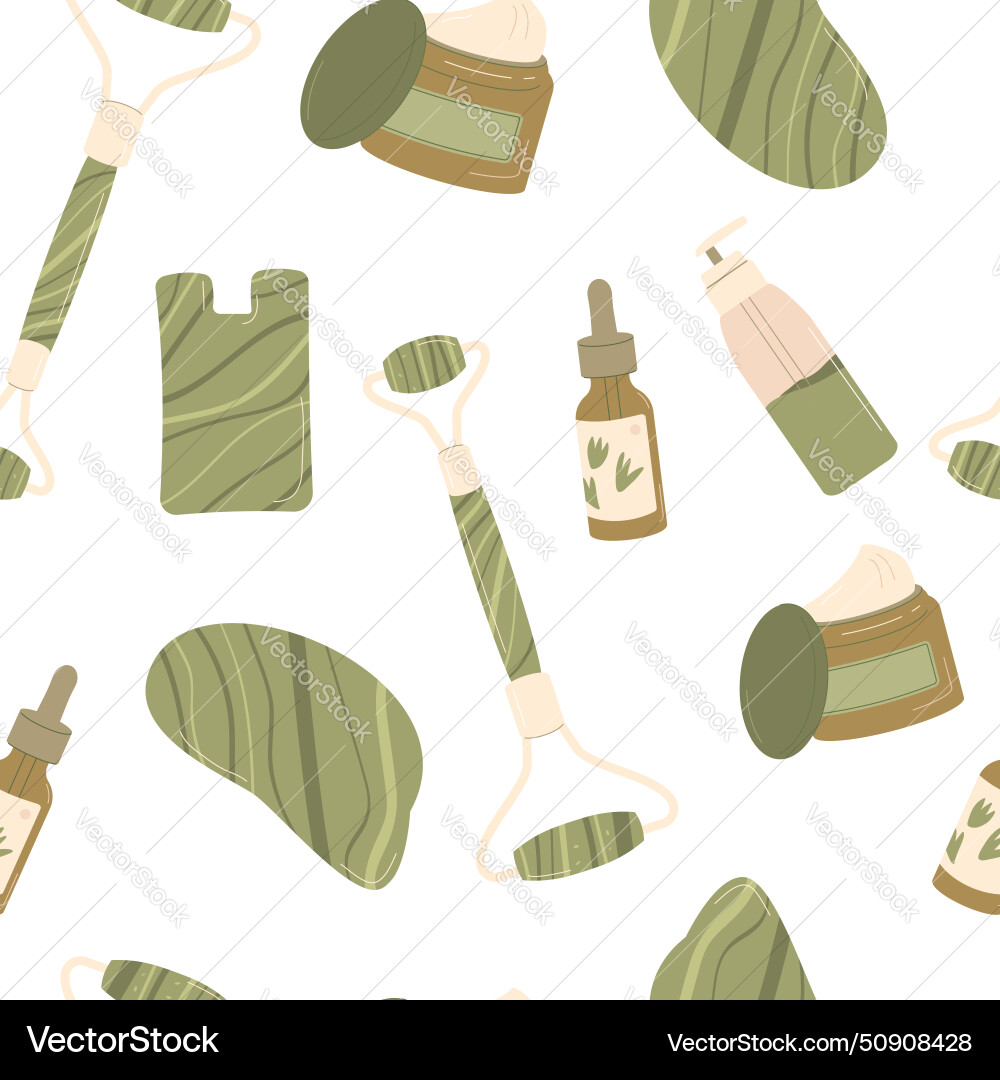 Gua sha beauty procedure seamless pattern facial Vector Image