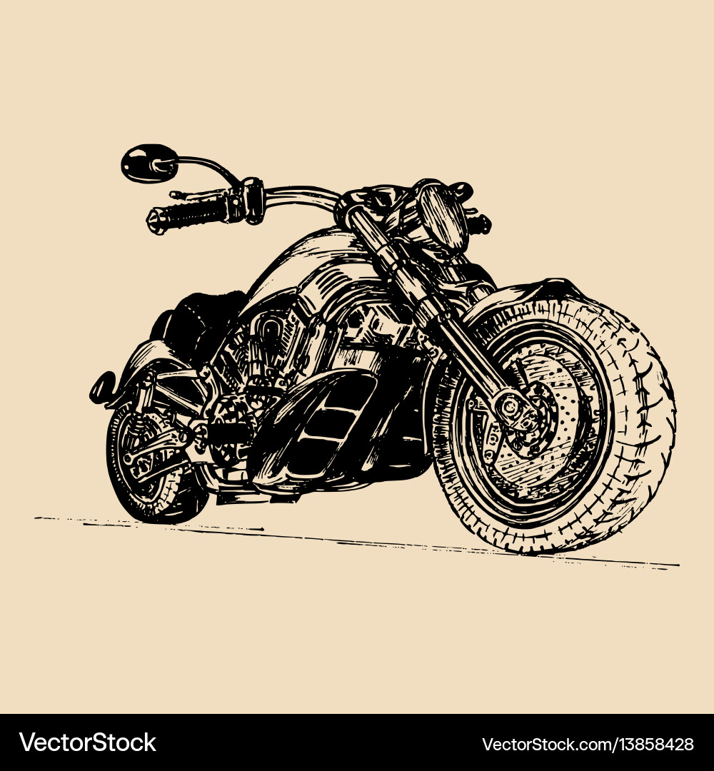 Hand drawn motorcycle Royalty Free Vector Image