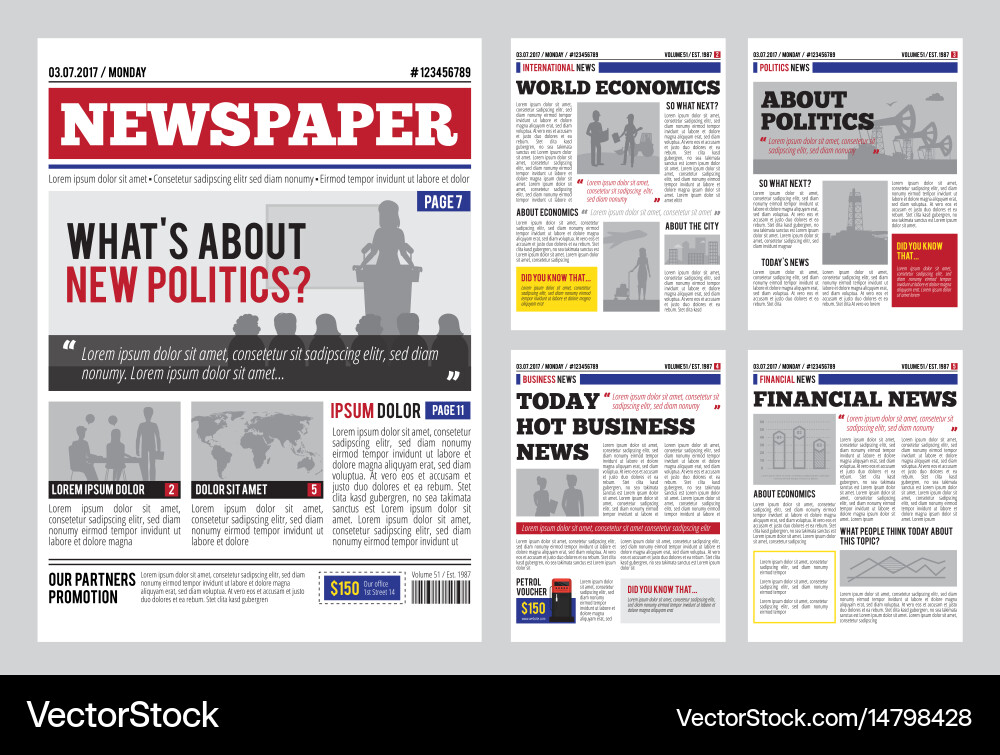 Newspaper design template Royalty Free Vector Image