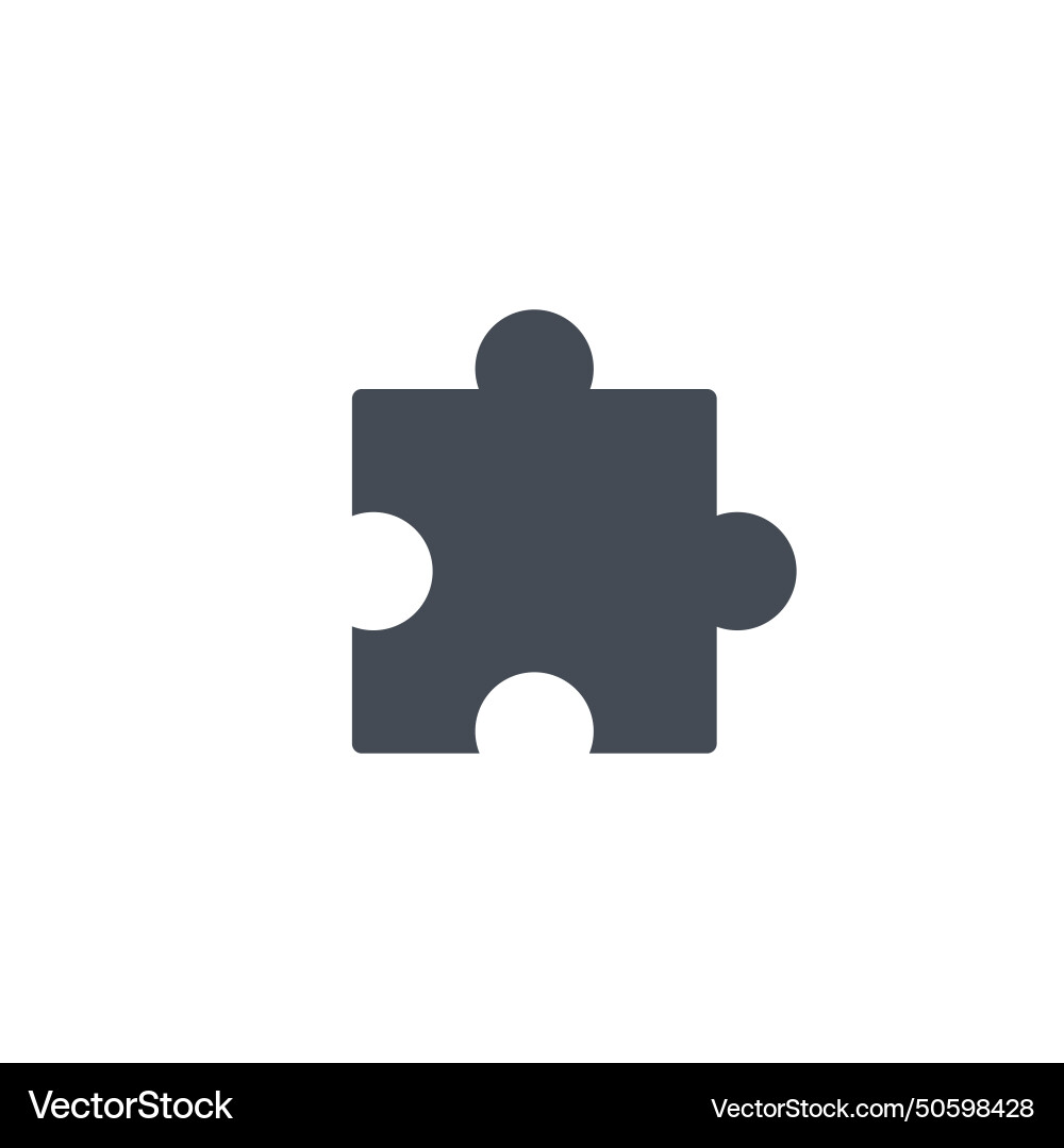 Piece puzzle fill icon isolated on white Vector Image