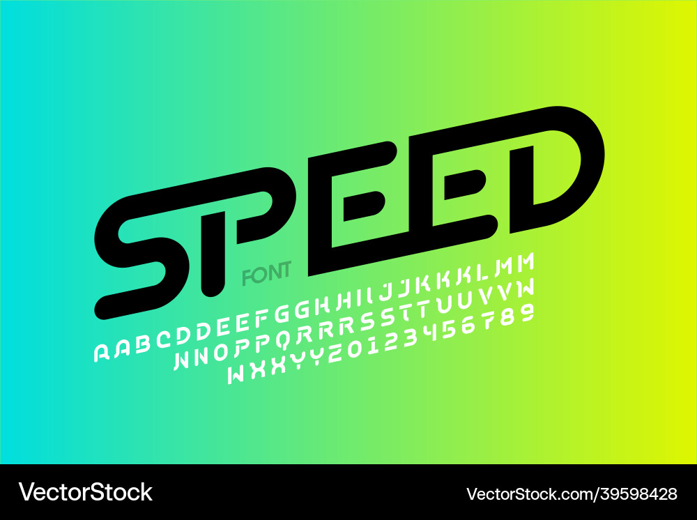 Speed style font design with different variations Vector Image