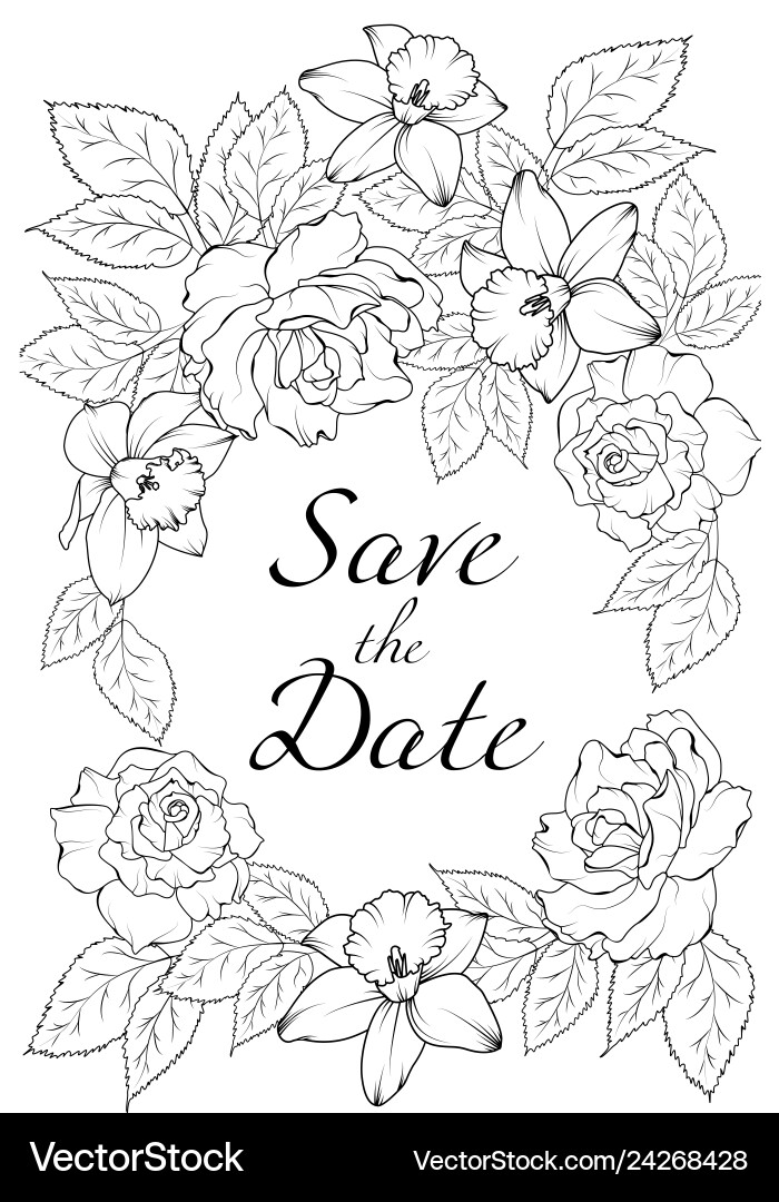 Spring flowers wedding invitation card Royalty Free Vector