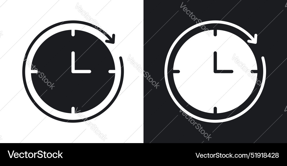 Time forward icon set in solid black and white Vector Image