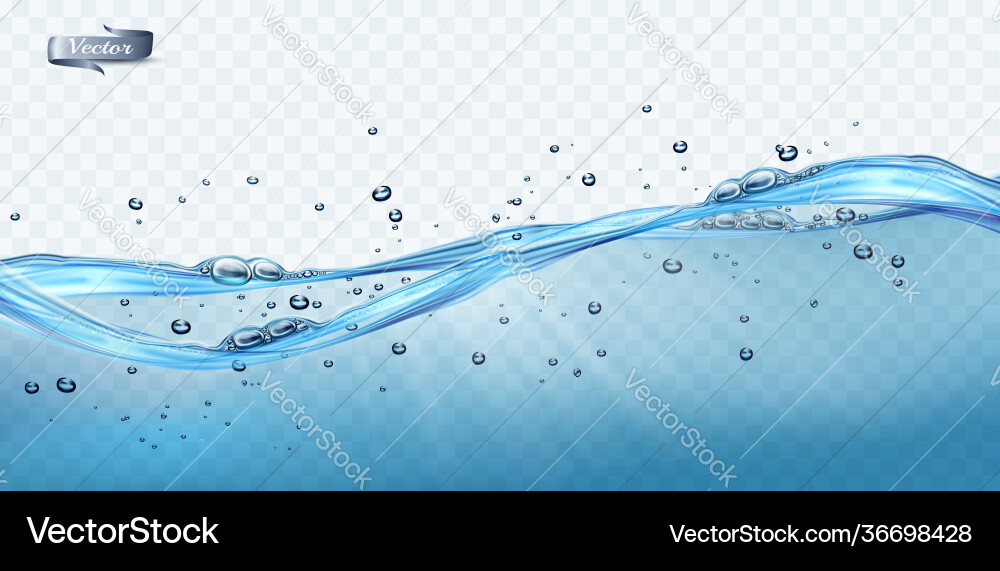 Transparent water waves with air bubbles Vector Image